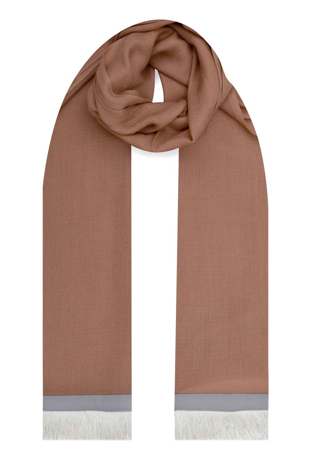Buy Brown Merino Stole with Grey Mini Fringe Details -Designer Wear ...
