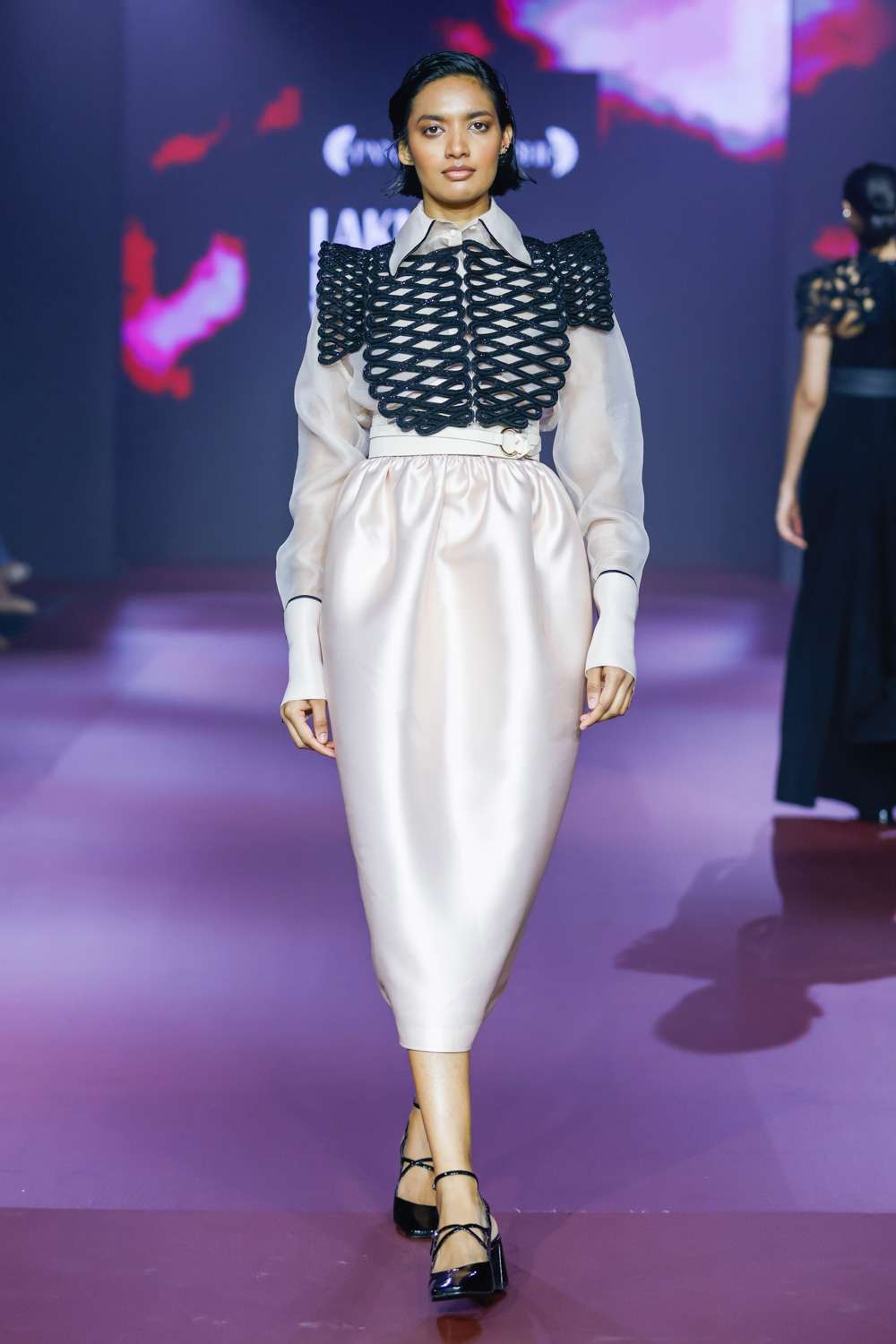 Buy Nude Twill Continuum Midi Skirt -Designer Wear - Ensemble