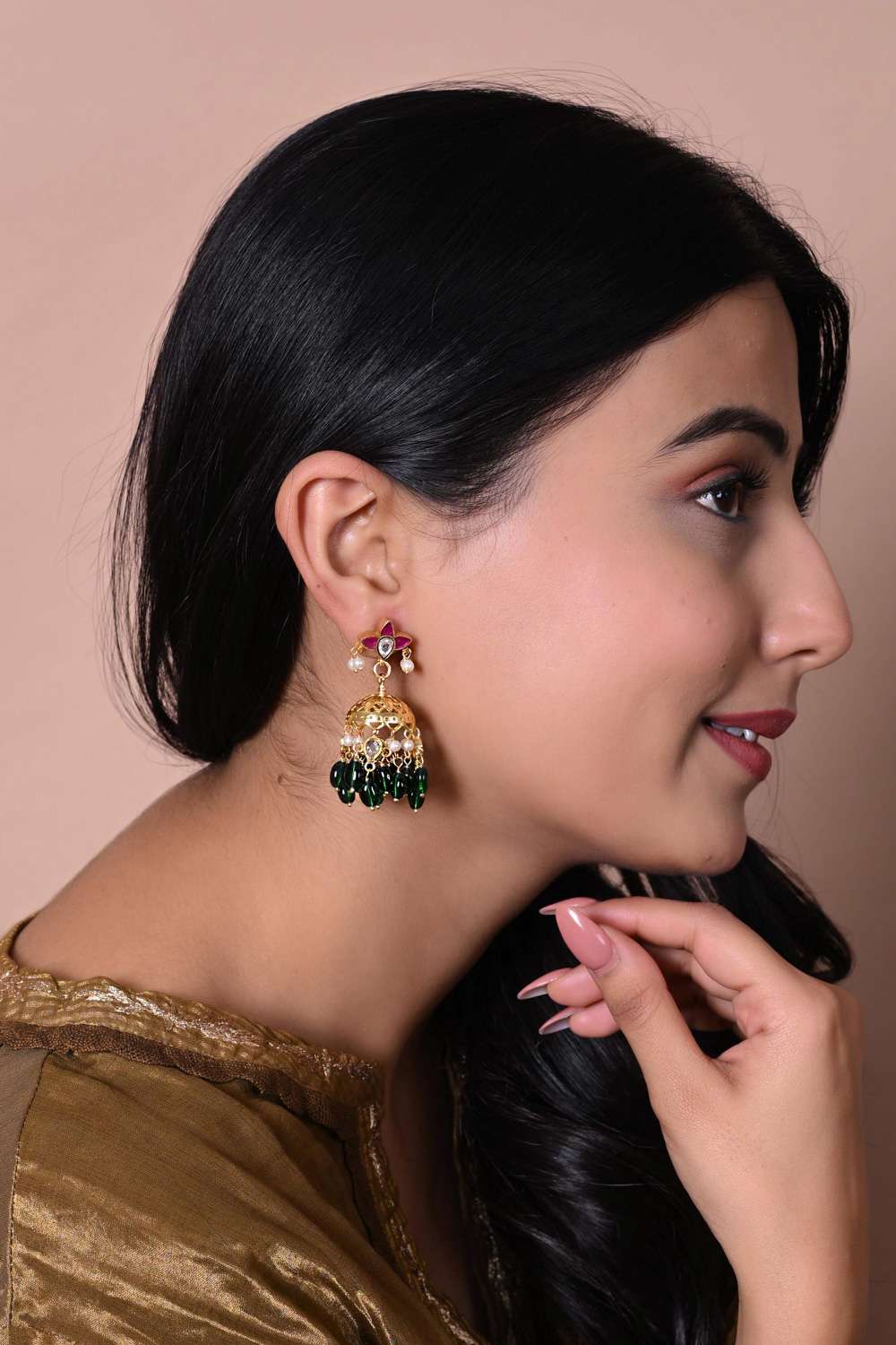 Buy Deepa Sethi Soft Gold Sterling Silver With Gold Plating Earrings