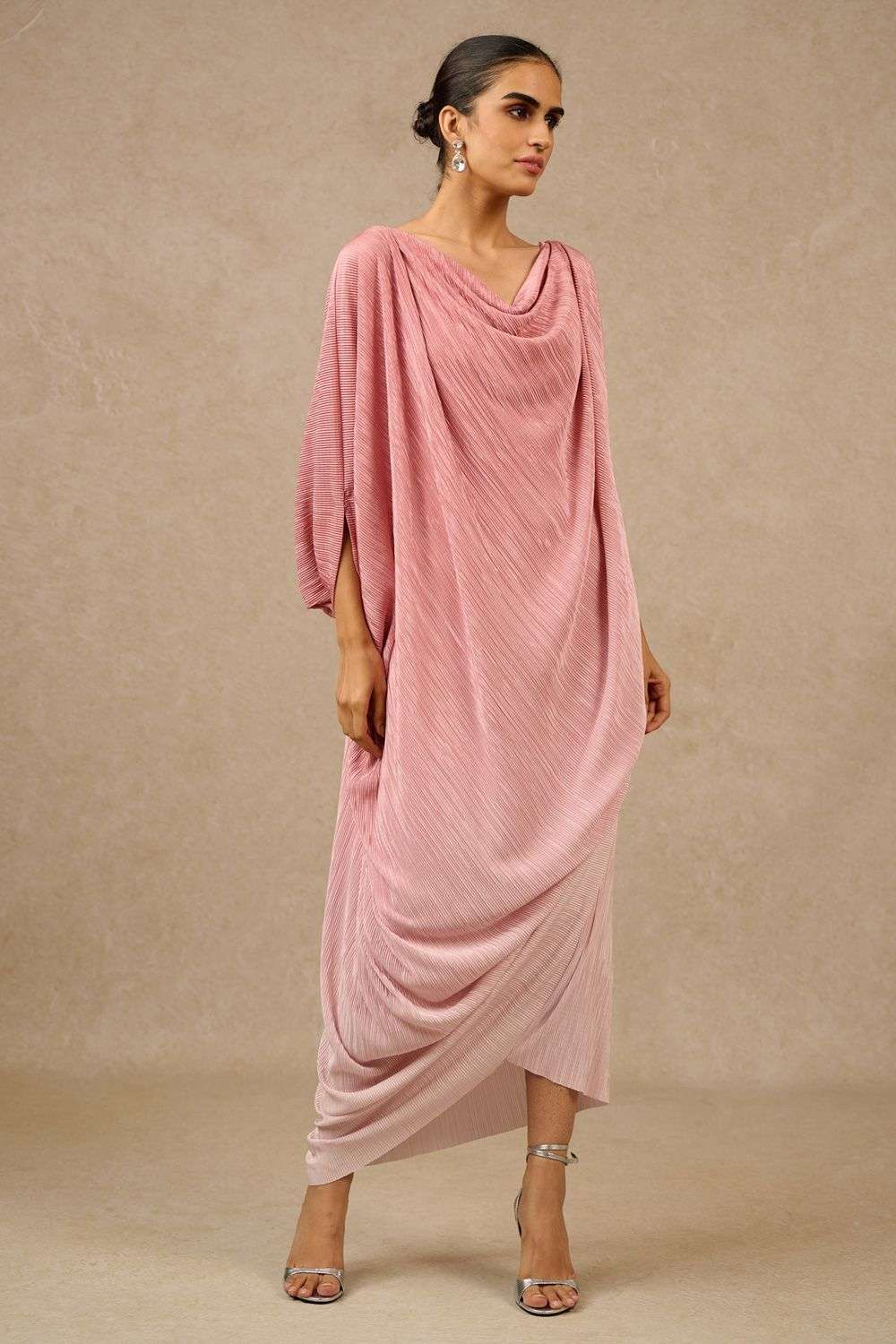Buy Tarun Tahiliani Soft Pink Crinkle Kaftans